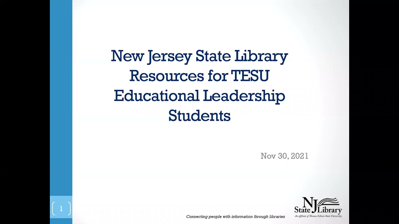 NJSL Resources for TESU Education Leadership Students - YouTube