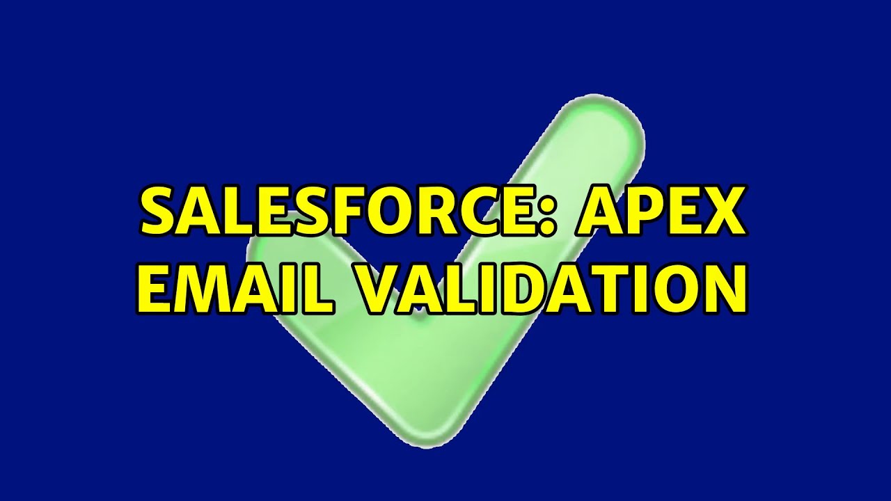 Salesforce: Apex Email Validation - YouTube