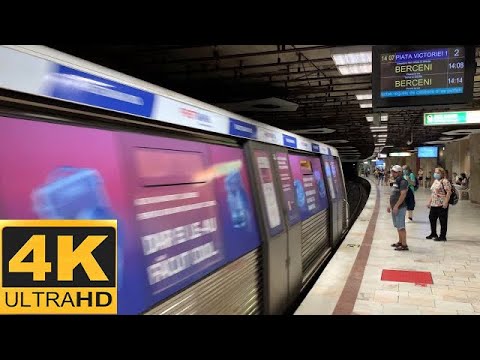 [4K]Bucharest Metro-Trains ️Gorjului,Piața Victoriei,Aviatorilor ...