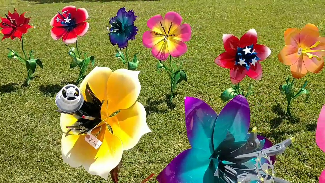 6-12-19 Fly By Of Our Selection.. Pottsy Metal Flowers - YouTube