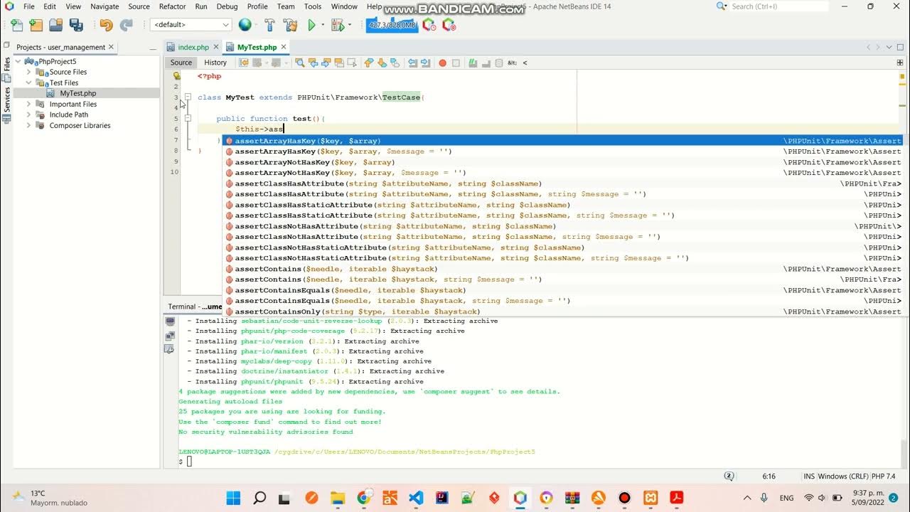 PHPUnit tests results configured with Neatbeans - YouTube
