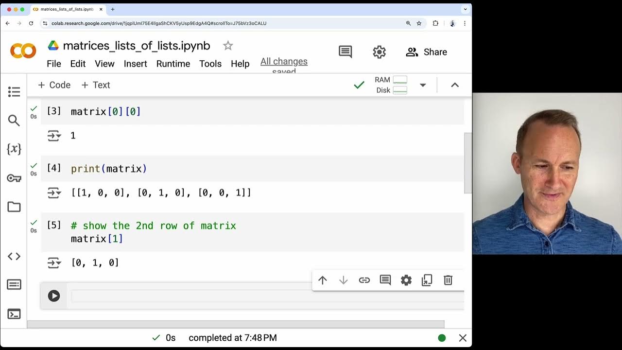 Unit 4: Lesson 6 - Creating Matrices as Lists of Lists - YouTube