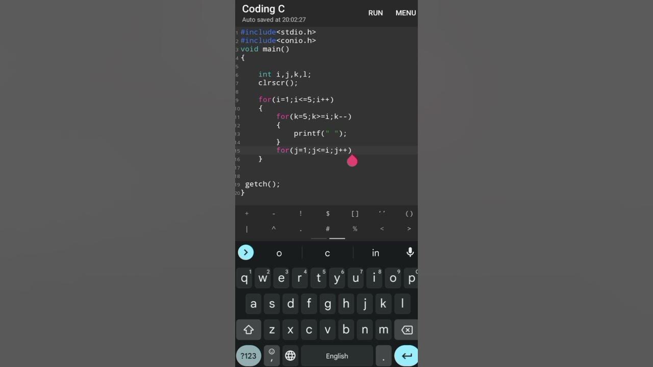 Print Character Triangle Using Nested For Loop In C Programtrianglepattern Basicofcoding