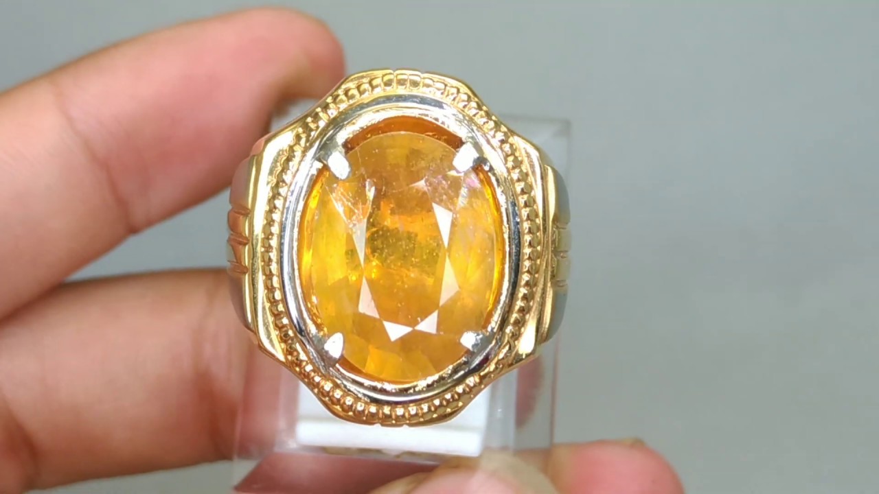 Batu Cincin Akik Yakut Emas Golden Yellow safir Kuning Besar Asli (Kode ...