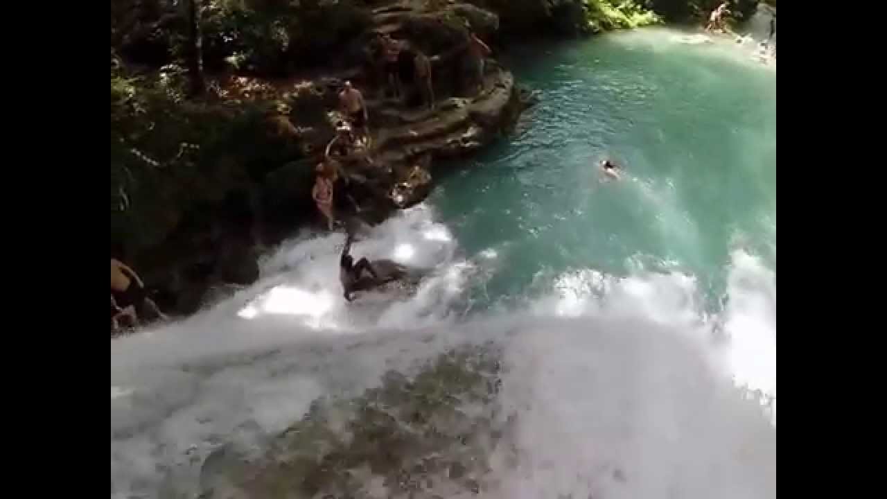Jumping Off Waterfalls at Blue Hole - YouTube