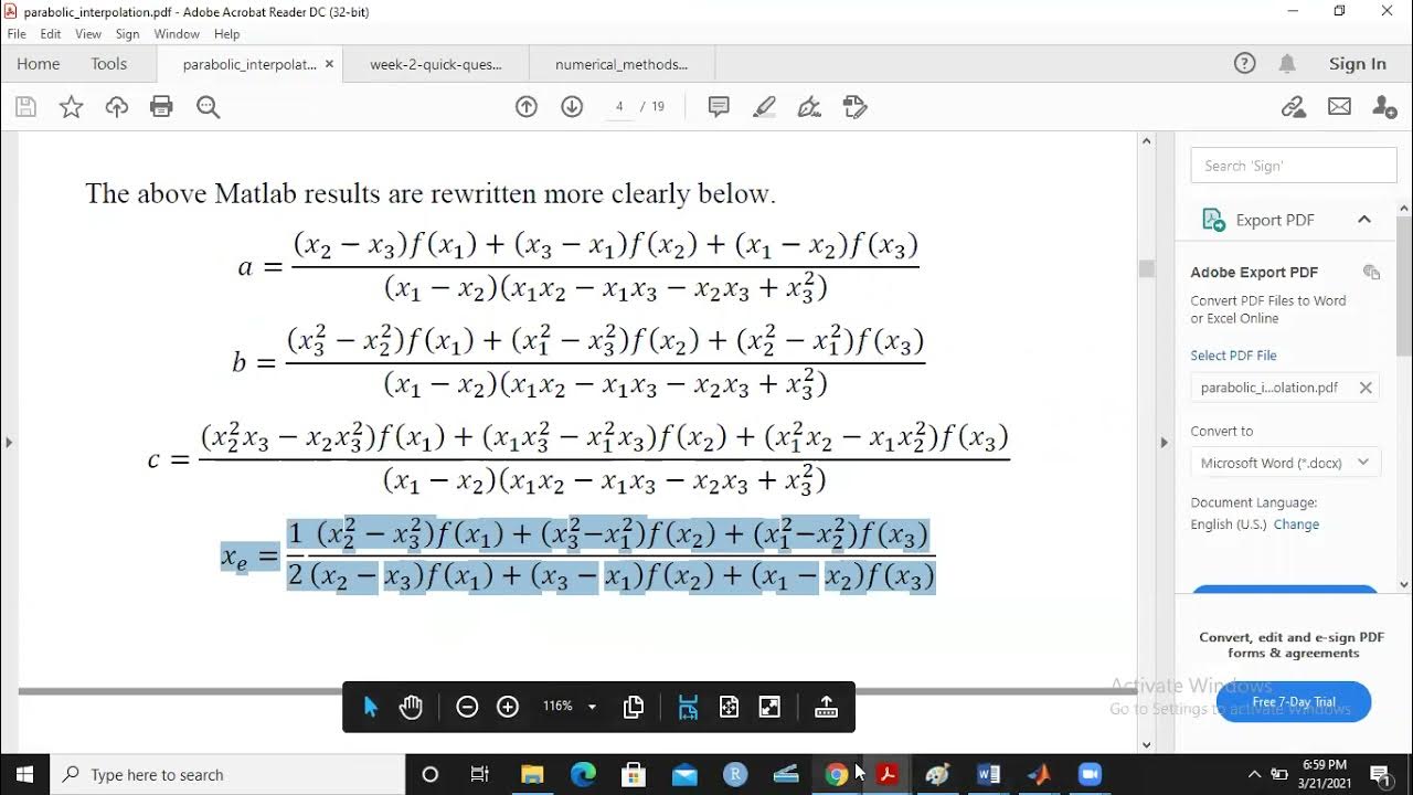 Parabolic Interpolation for Unconstrained 1D Optimization - YouTube
