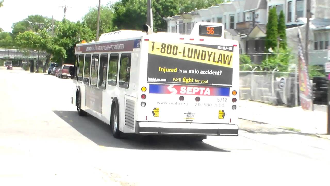 SEPTA BUS: NEW FLYER D40LF 5712 ON ROUTE: 56 - YouTube