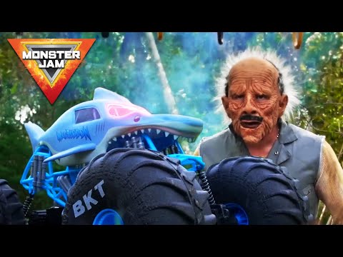 Wolf Pack vs Crazy Joe & His Mega Megalodon Truck 🦈 Monster Jam - Toys for Kids