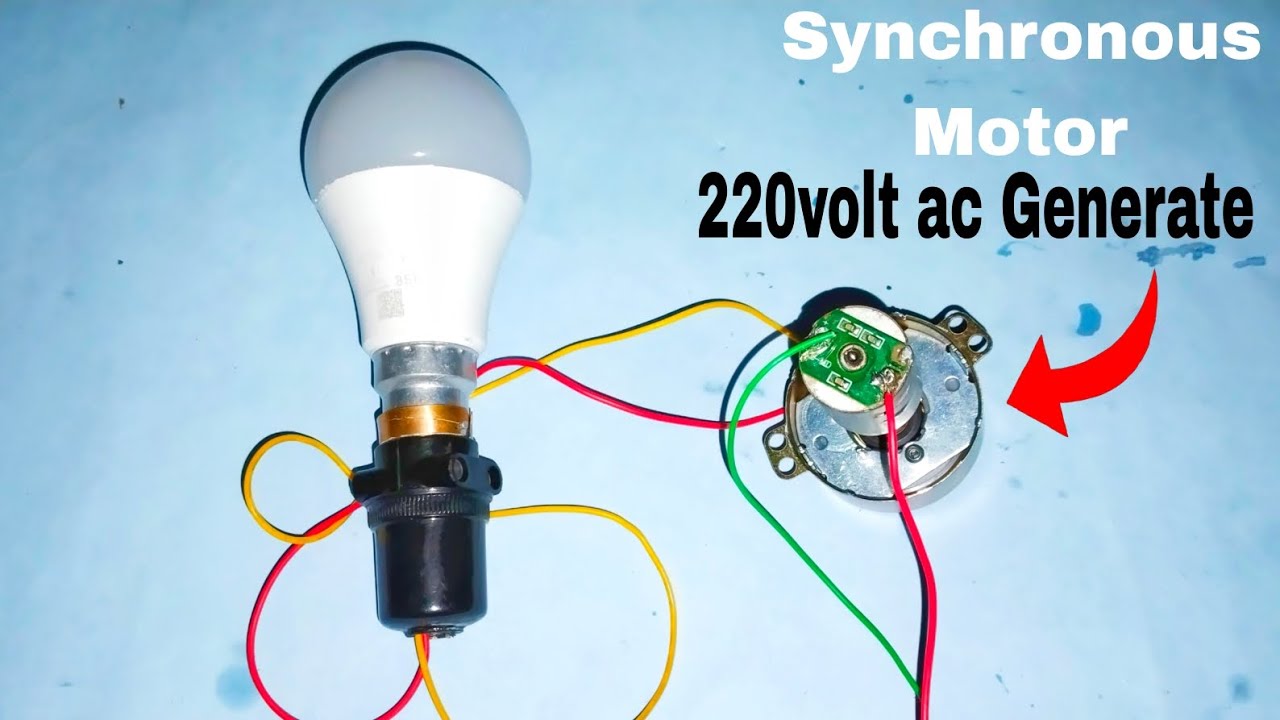 Synchronous Motor with Led Bulb || Air Sweep Motor 220 volt AC Generate ...