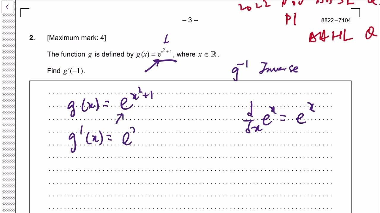 IB math AA 2022 Nov SL paper 1 SL Q2 HL Q1 - Differentiation - YouTube