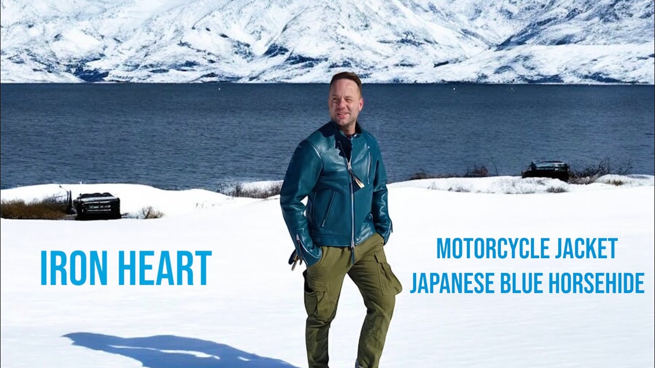 IRON HEART Motorcycle Jacket in Japanese BLUE TEACORE HORSEHIDE - YouTube