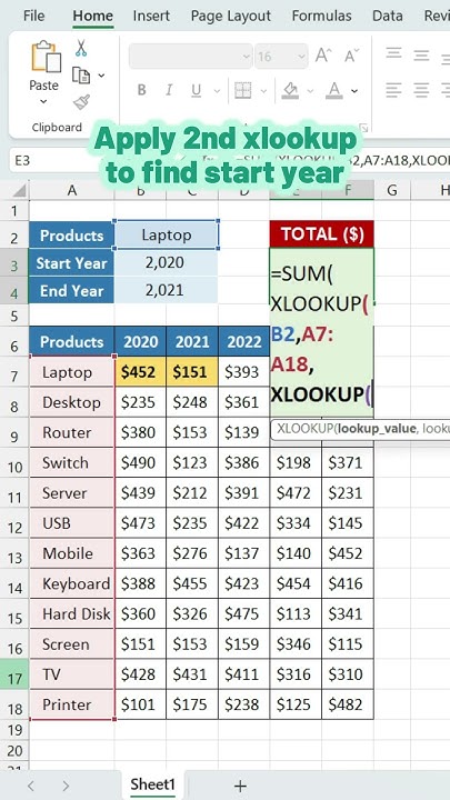 Sum Using 3D XLOOKUP with Multiple Criteria in Excel - Quick Tutorial - YouTube