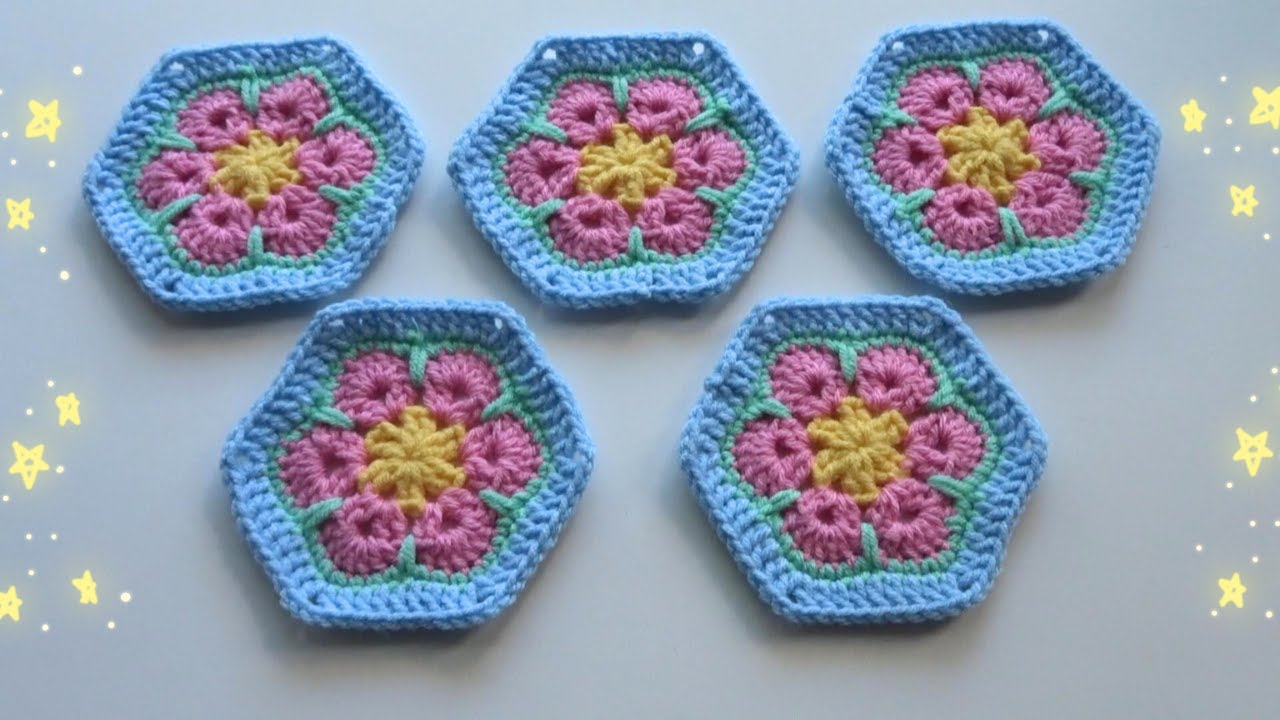 Crochet Flower Hexagon | Crochet Flower Hexagon Coasters | Crochet ...