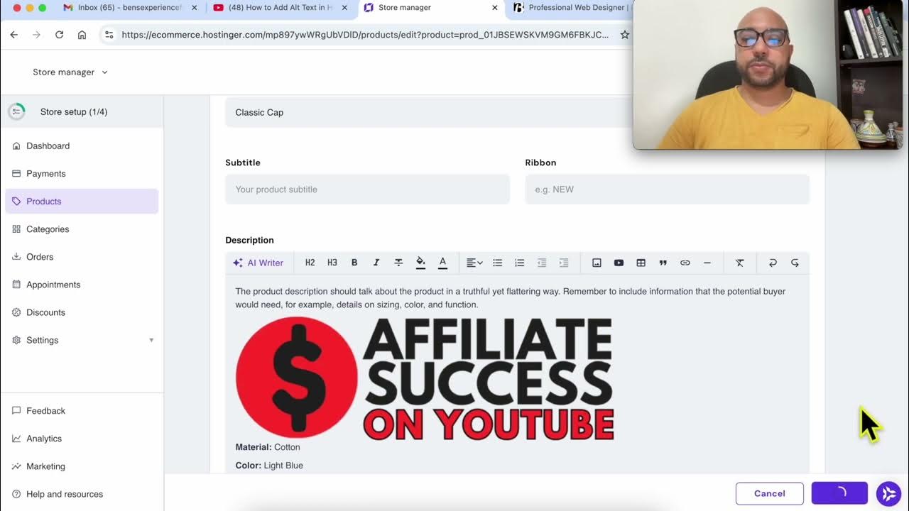 How to Add Alt Text to Product Photos in Hostinger Website Builder - YouTube