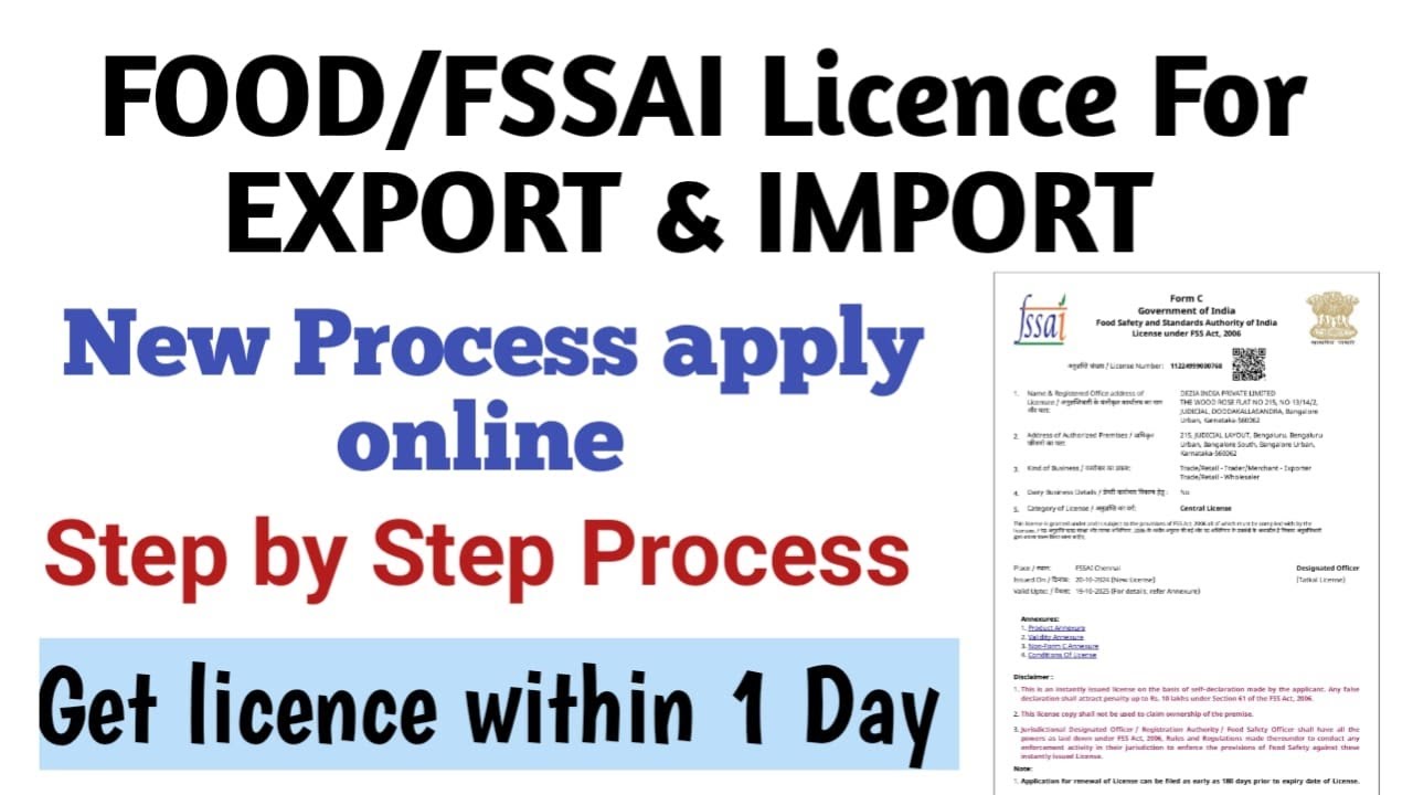 FSSAI License Apply Online For Export Import | Food license Process ...