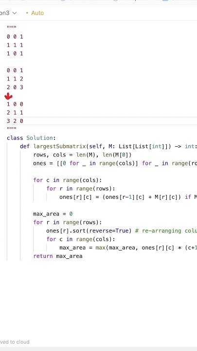 Leetcode Daily Challenge Largest Submatrix With Rearrangements