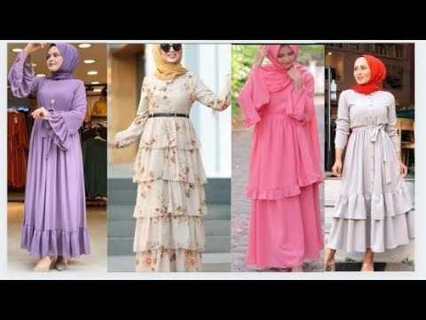 New Maxi ruffle dress/hijabgirls dress collection2020-2021/muslim girls modern outfit/onlineshopping