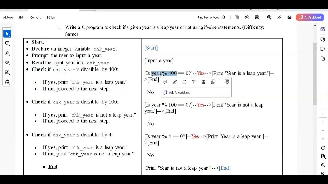 Lec-5c Write a C program to check if a given year is a leap year or not using if-else statements ...