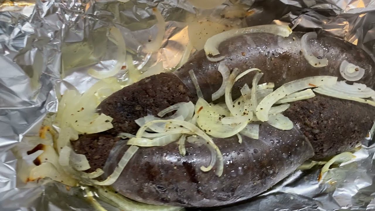 Quick lunch - Polish Kaszanka w folii (like black pudding baked in foil ...