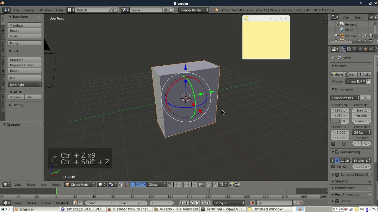 Mover, Rotar, Escalar en blender - YouTube