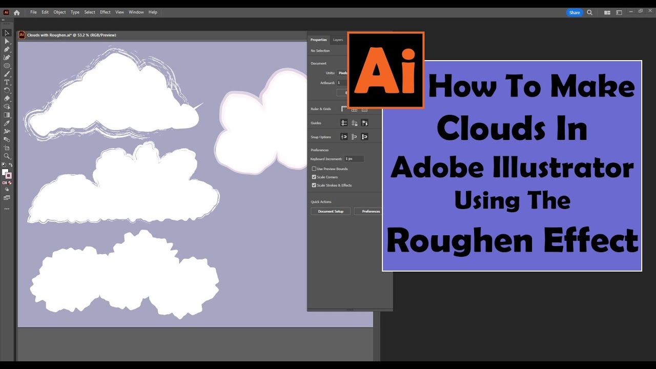 How To Make Clouds In Adobe Illustrator Using the Roughen Effect - YouTube