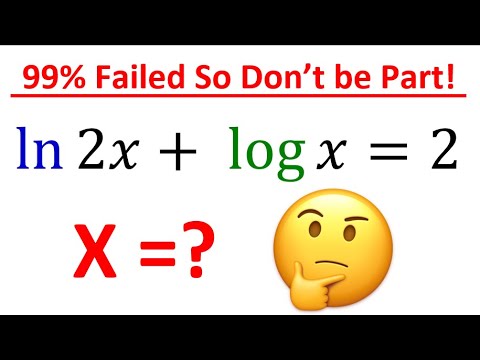 Can You Solve ln2x + logx = 2 ?| Fin x | Logarithm Equations | math challenging problem ...