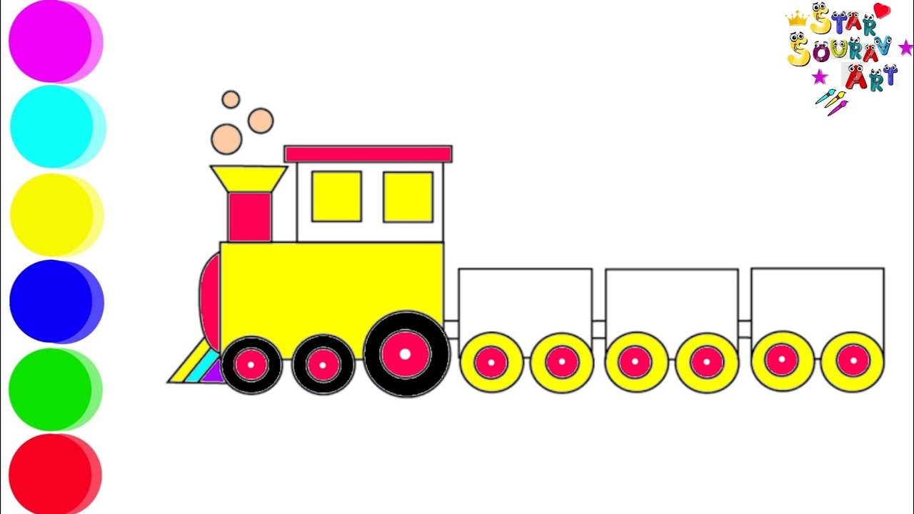 How to drawing Train 🛣 | drawing Train Engine for kids 🛤 | Beautiful ...