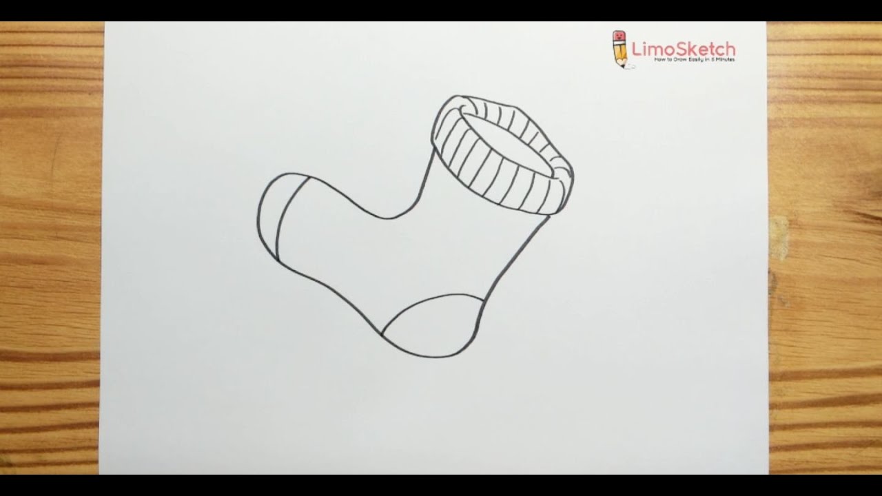 HOW TO DRAWING WINTER SOCK Easy Step by Step For Kids - YouTube