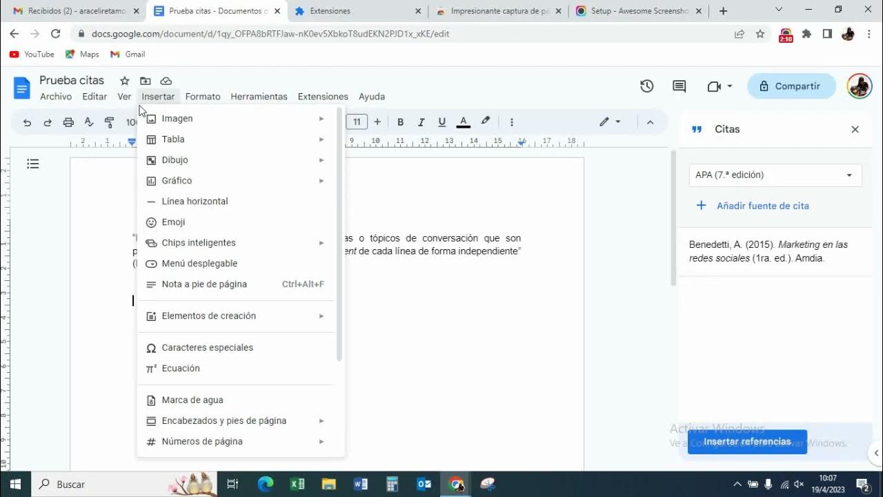 Videotutorial para citas y bibliografía - Normas APA - Google Docs ...