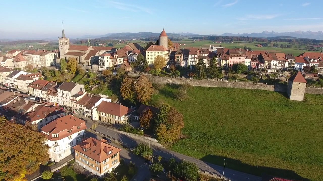 Drone flight, Romont, Western Switzerland - YouTube