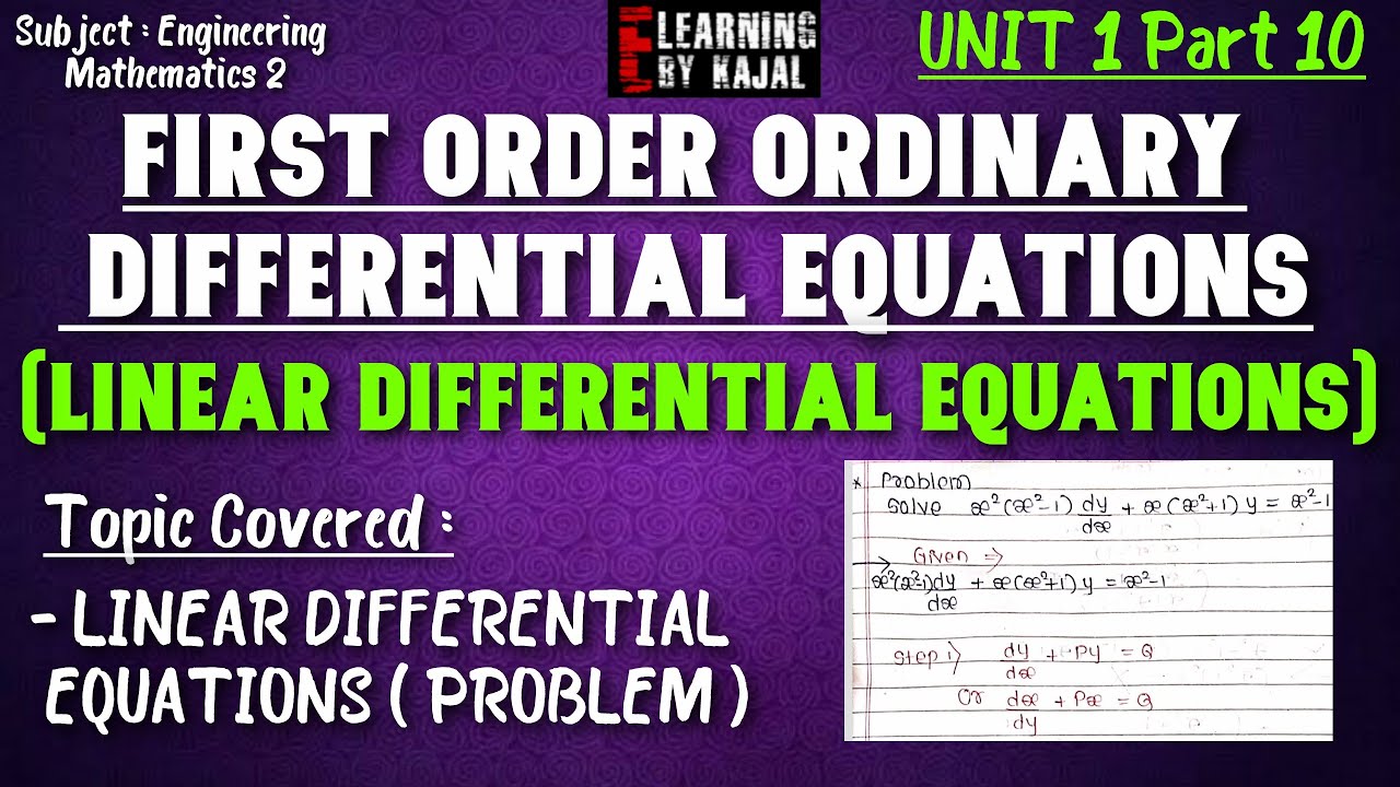 #10-UNIT 1 | ENGINEERING MATHEMATICS 2 | LINEAR DIFFERENTIAL EQUATIONS ...