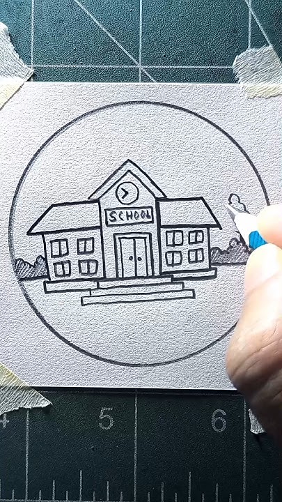 how to draw a school - YouTube