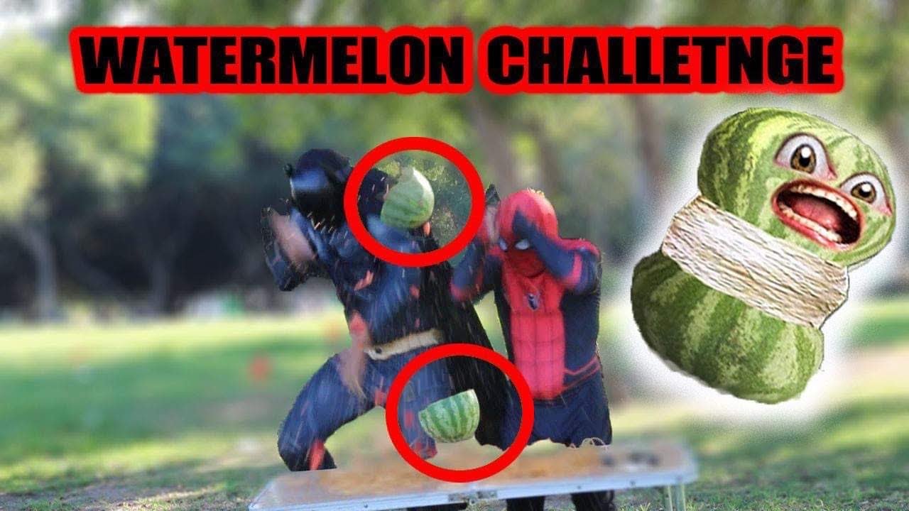 Spiderman & Batman Watermelon Challenge - YouTube