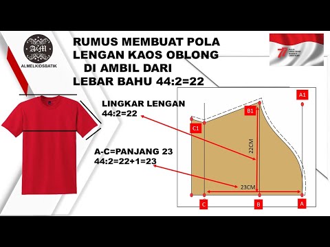 CARA MEMBUAT POLA LENGAN KAOS DENGAN RUMUS LEBAR BAHU DIBAGI DUA SANGAT ...