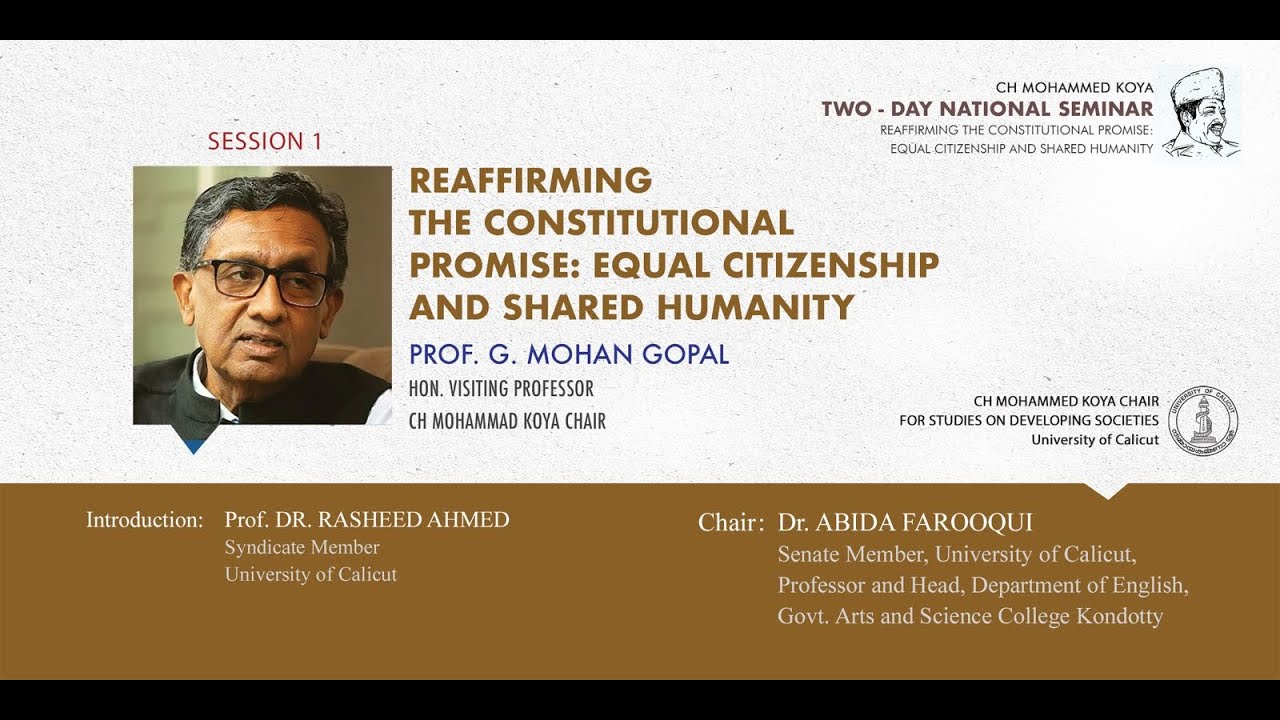 Theme Presentation | Prof. G. Mohan Gopal | CH Mohammed Koya National Seminar 2025 - YouTube