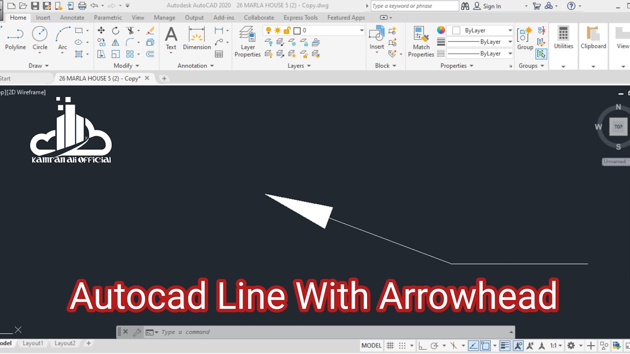 Autocad Line With Arrow Head - YouTube