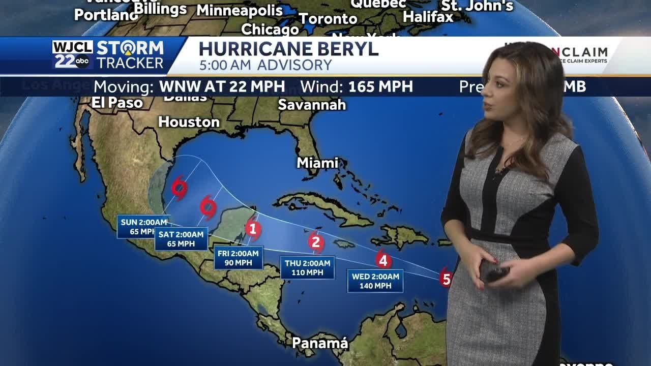 Hurricane Beryl reaches Category 5 strength - YouTube