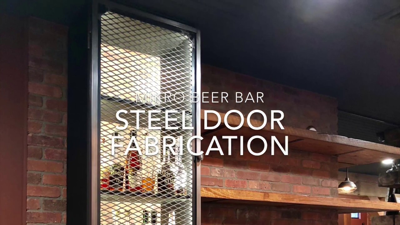 Custom steel hinges and door fabrication at Mikro beer bar - YouTube