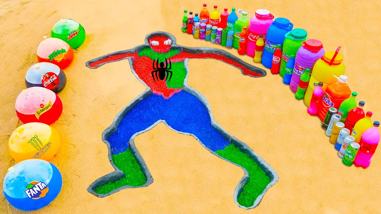 How to make Rainbow SPIDER-MAN with Orbeez, Big Fanta, Monster, Coca ...