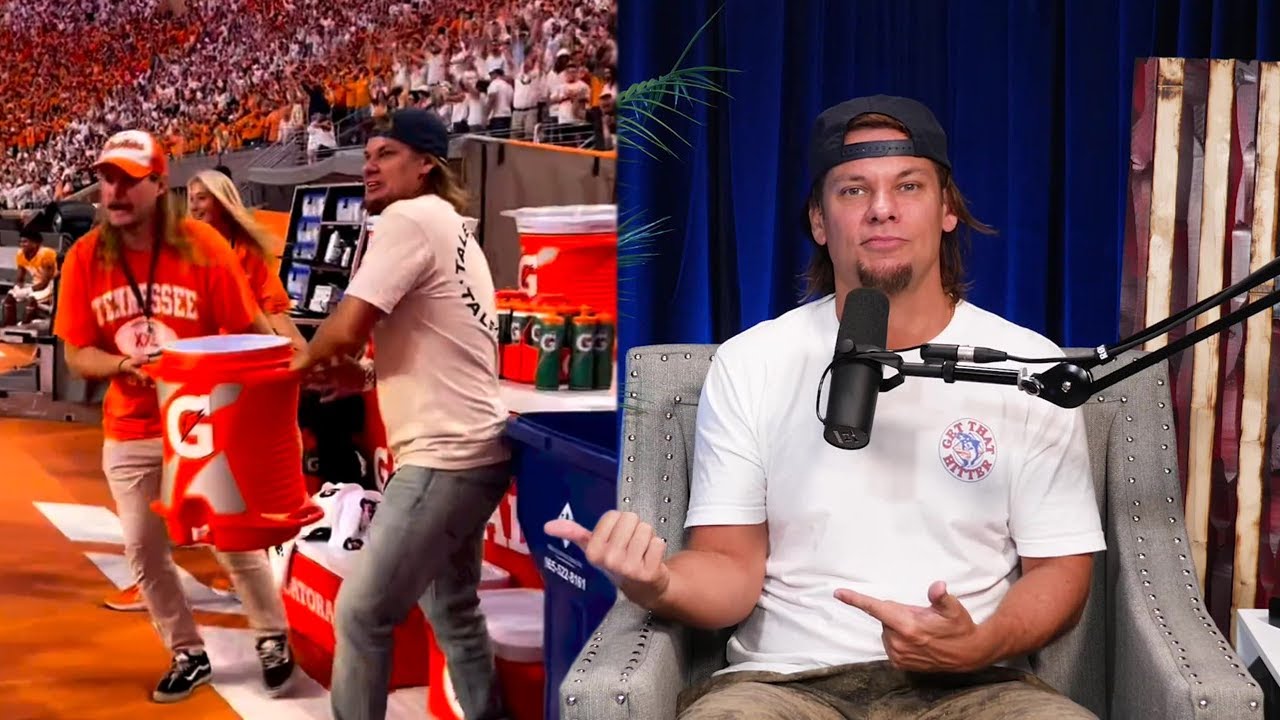 Theo Von and Caleb Pressley (random dudes) Gatorade bath SEC coach ...