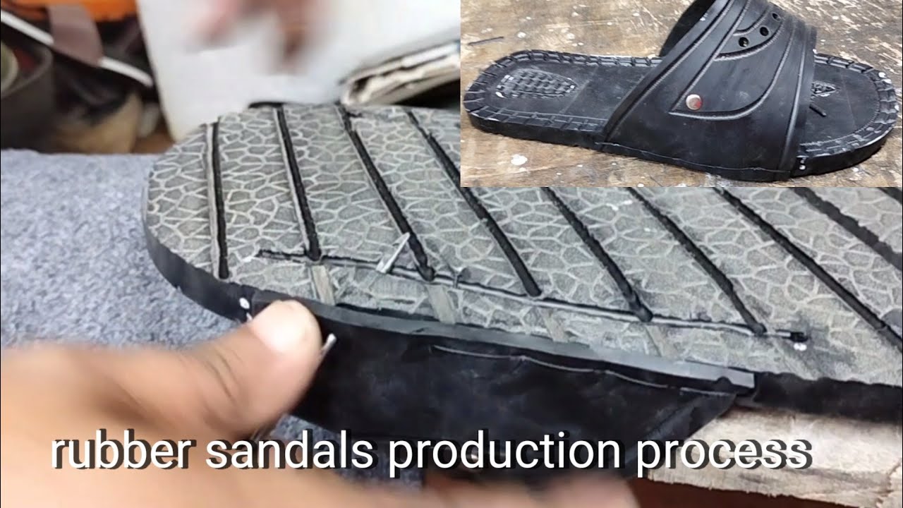 The process of making rubber sandals manually - YouTube