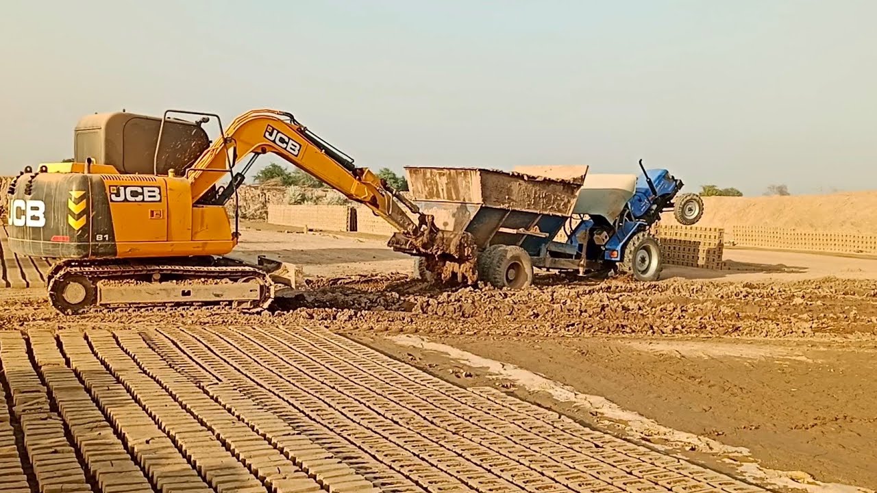 JCB with clay making machine - YouTube