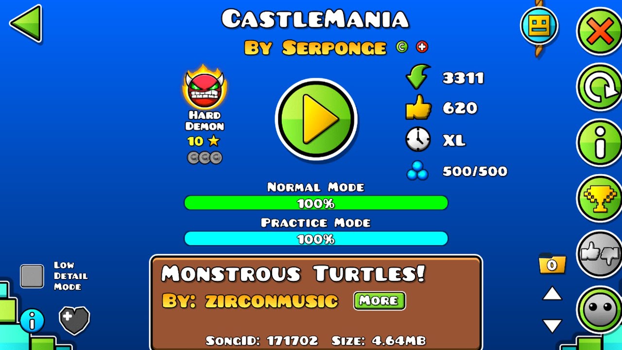 CastleMania by Serponge and more 100% (Easy Demon?) - Geometry Dash ...