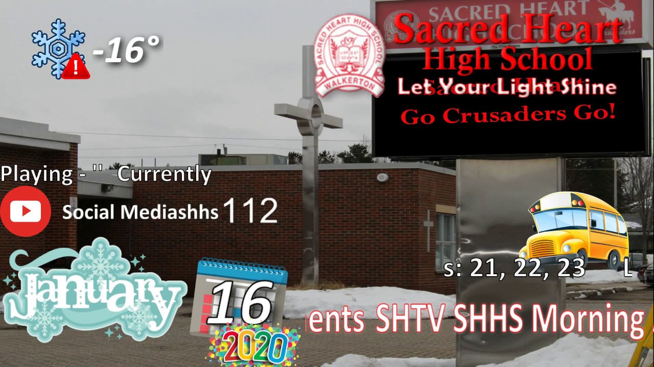 SHHS LIVE VIDEO ANNOUNCEMENTS! - Jan. 16 2020 - YouTube