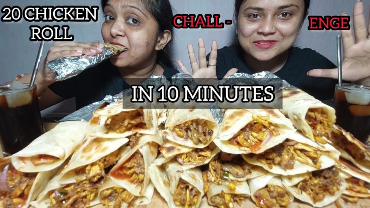 20 Chicken Roll Challenge in 10 Minutes || Punishment - YouTube