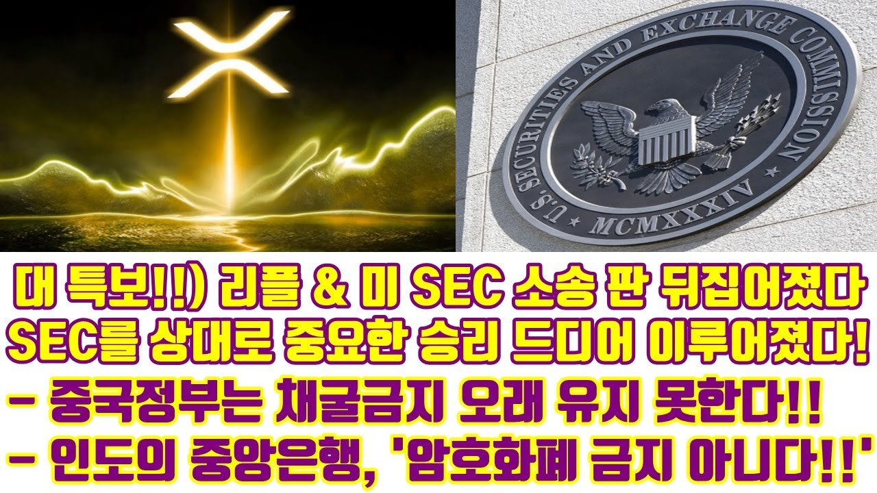 대 특보 리플ripple And 미sec 소송 판 뒤집어졌다 Sec를 상대로 중요한 승리 드디어 이루어졌다 중국