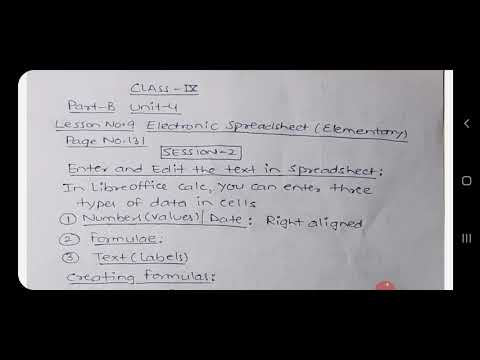 Part-2 Class-IX Lesson-9 (Electronic Spreadsheet) - YouTube