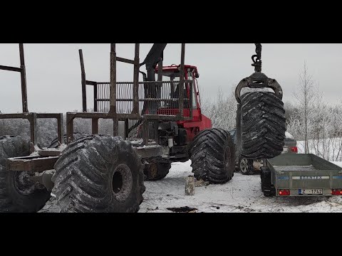 Homemade forwarder -tire again - YouTube