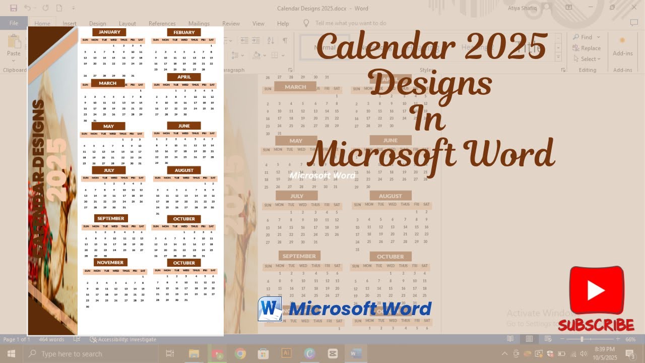 How to Create Calendar Designs in Microsoft Word | Simple Calendar in ...