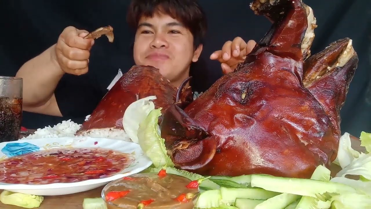 Pork Head | Pork Head Lechon | Pork Head Lechon Mukbang Asmr - YouTube